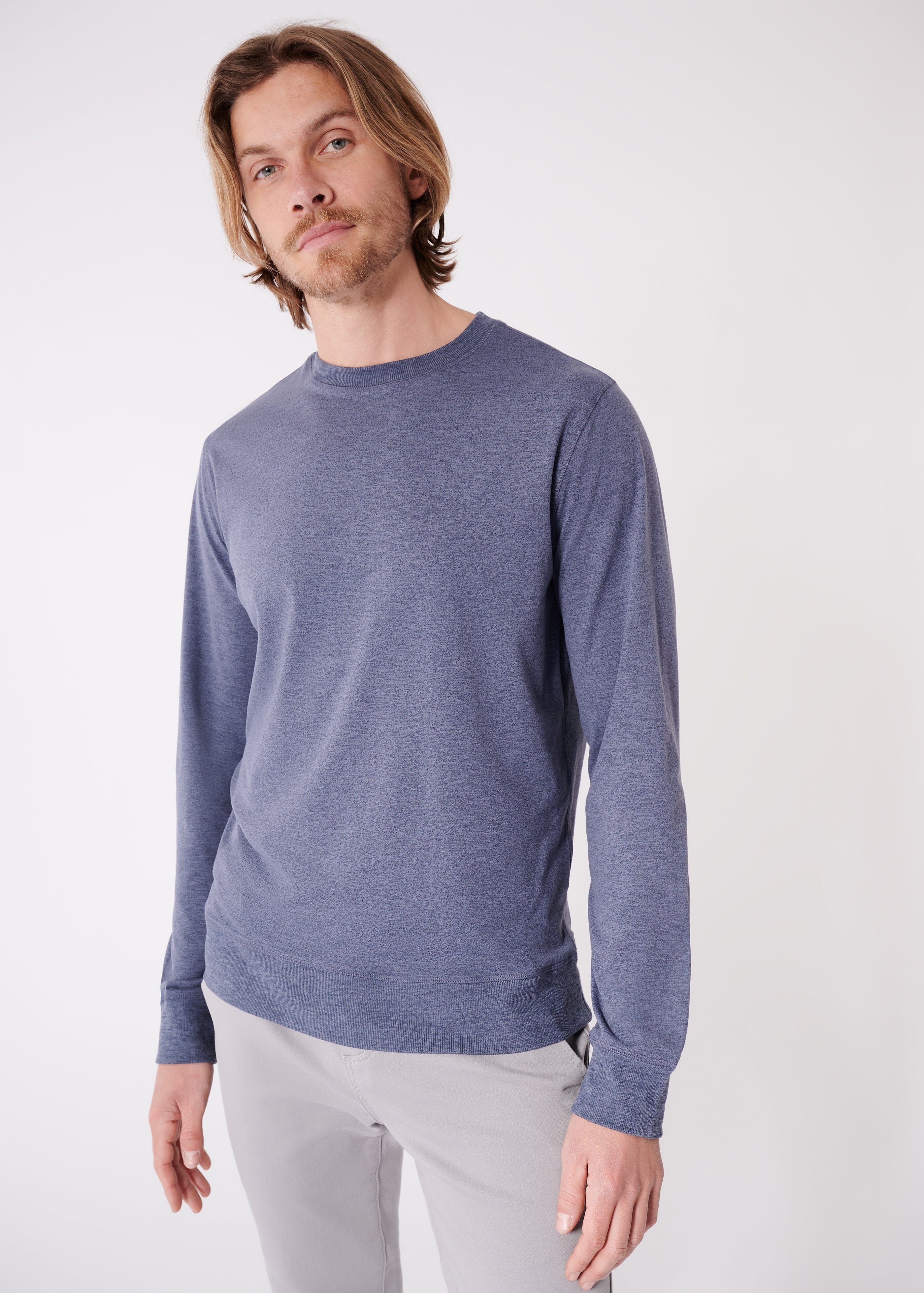 Summit Long-Sleeve Crew | Heather Blue – Swet Tailor