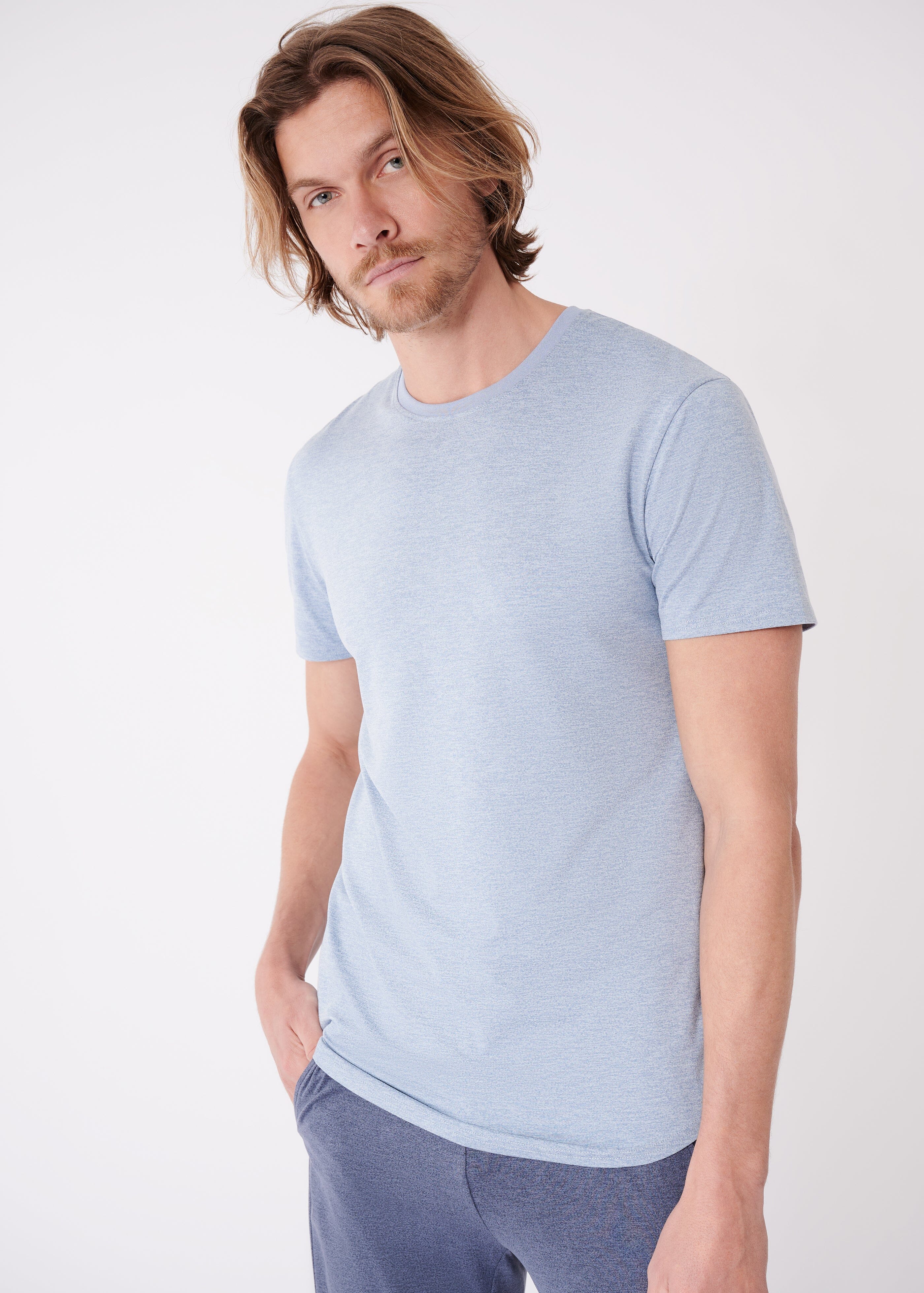 Summit Curved Hem T-Shirt | Heather Slate – Swet Tailor