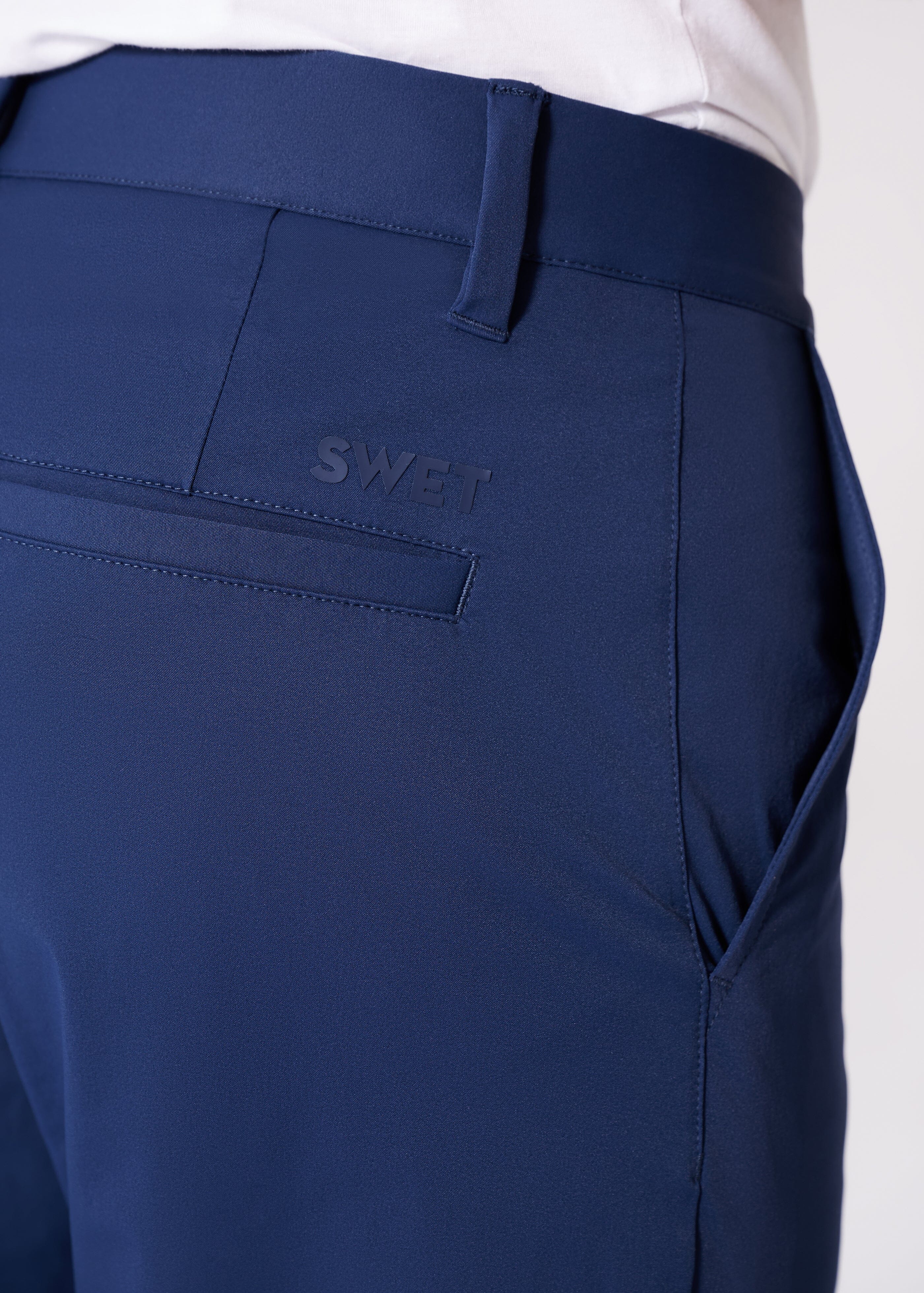 Navy Blue Stretch Tech Pants, Virtus Pant | Swet Tailor®