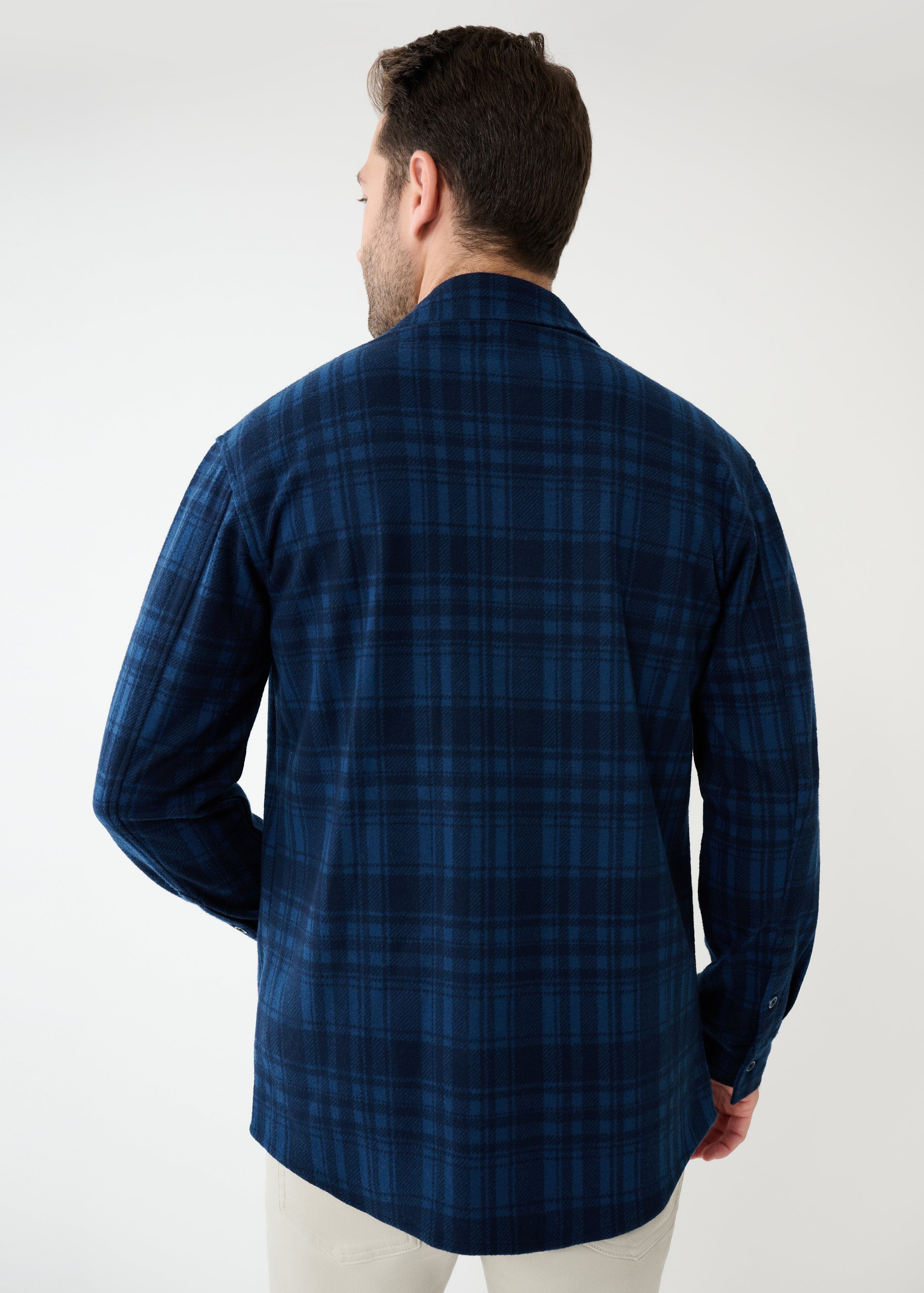 Knit Stretch Flannel Shirt | Blue Plaid – Swet Tailor