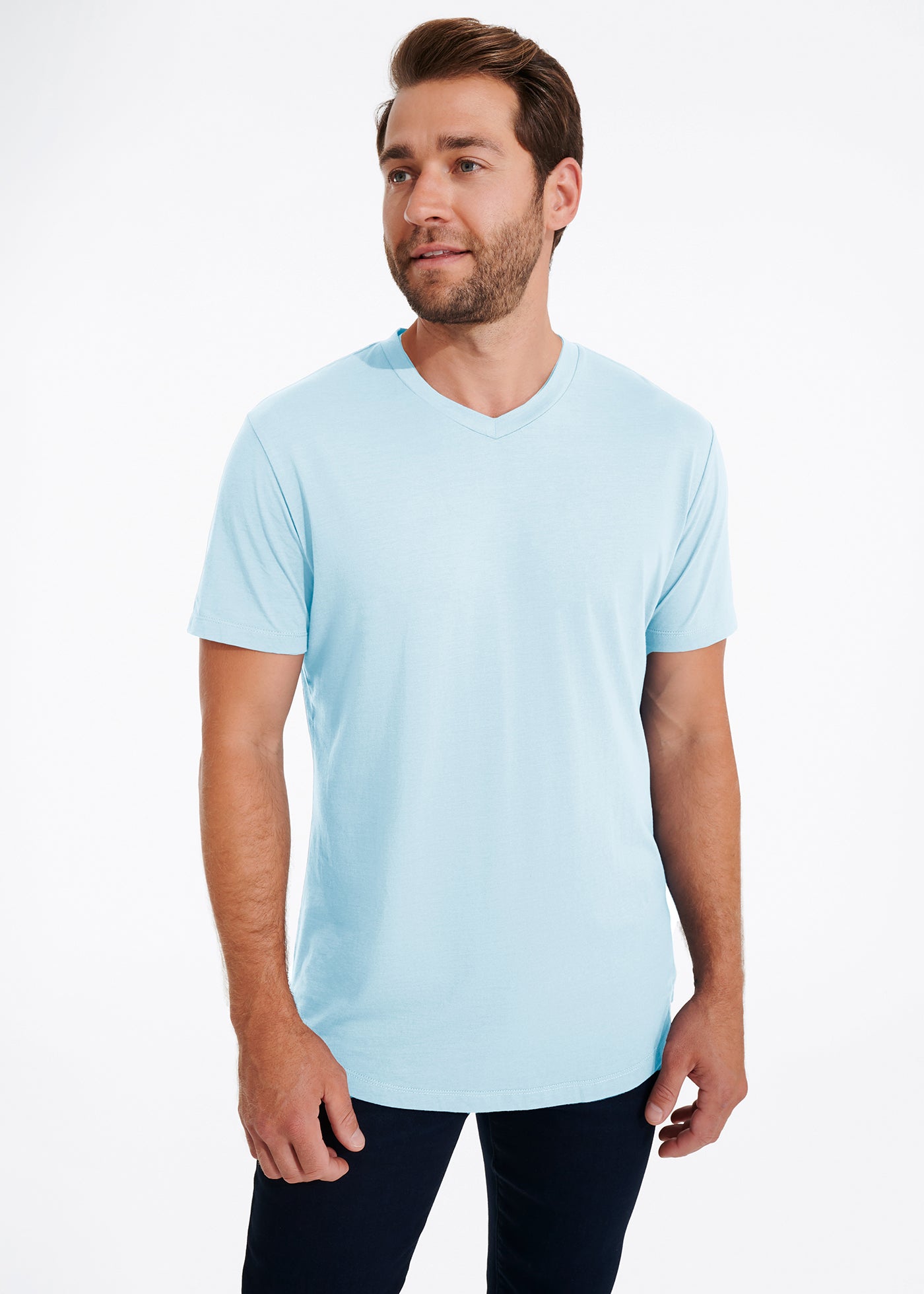 Softest V Neck T-Shirt | Light Blue – Swet Tailor