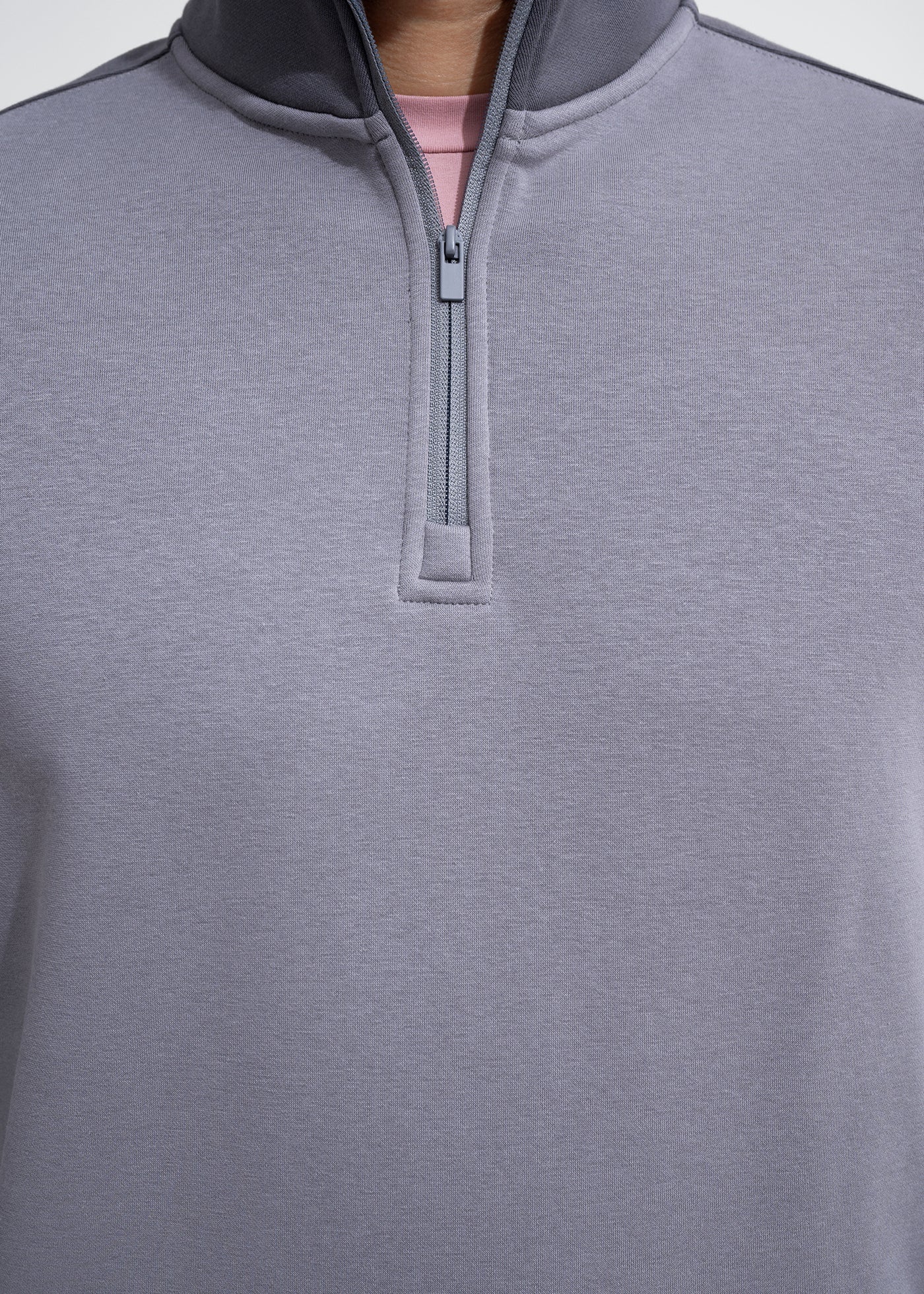 Stretch Fleece Quarter Zip | Light Grey with Monument – Swet Tailor